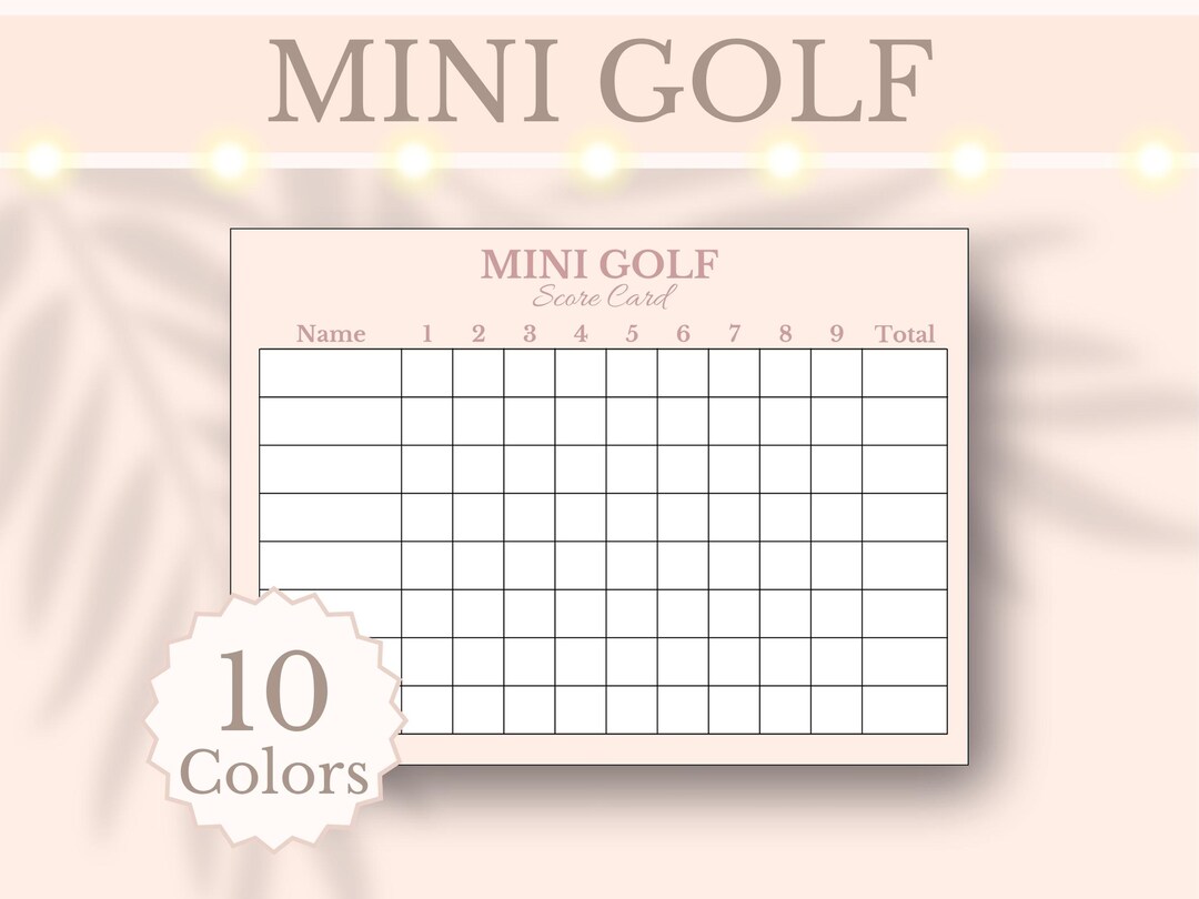 Mini Golf Score Card Printable Miniature Golf Scorecard Mini Golf ...