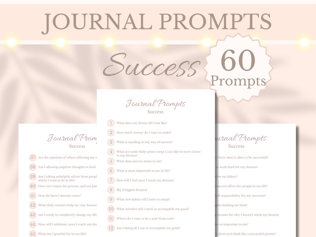 60 Journal Prompts Printable Success Journaling Writing Prompts ...