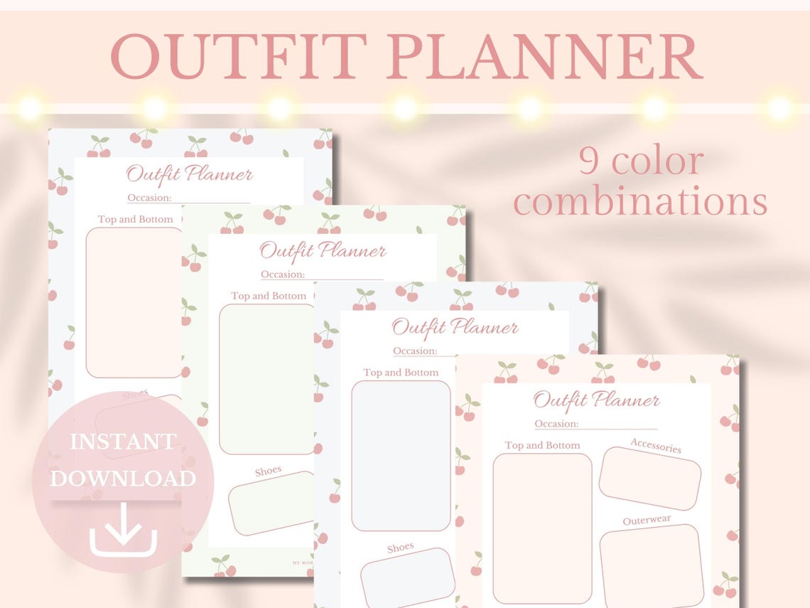 Digital Outfit Planner Printable Capsule Wardrobe Log Clothes Organizer ...