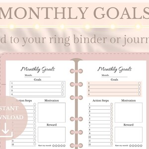 Monthly Goal Setting Printable Planner, Pink Productivity to Do List ...