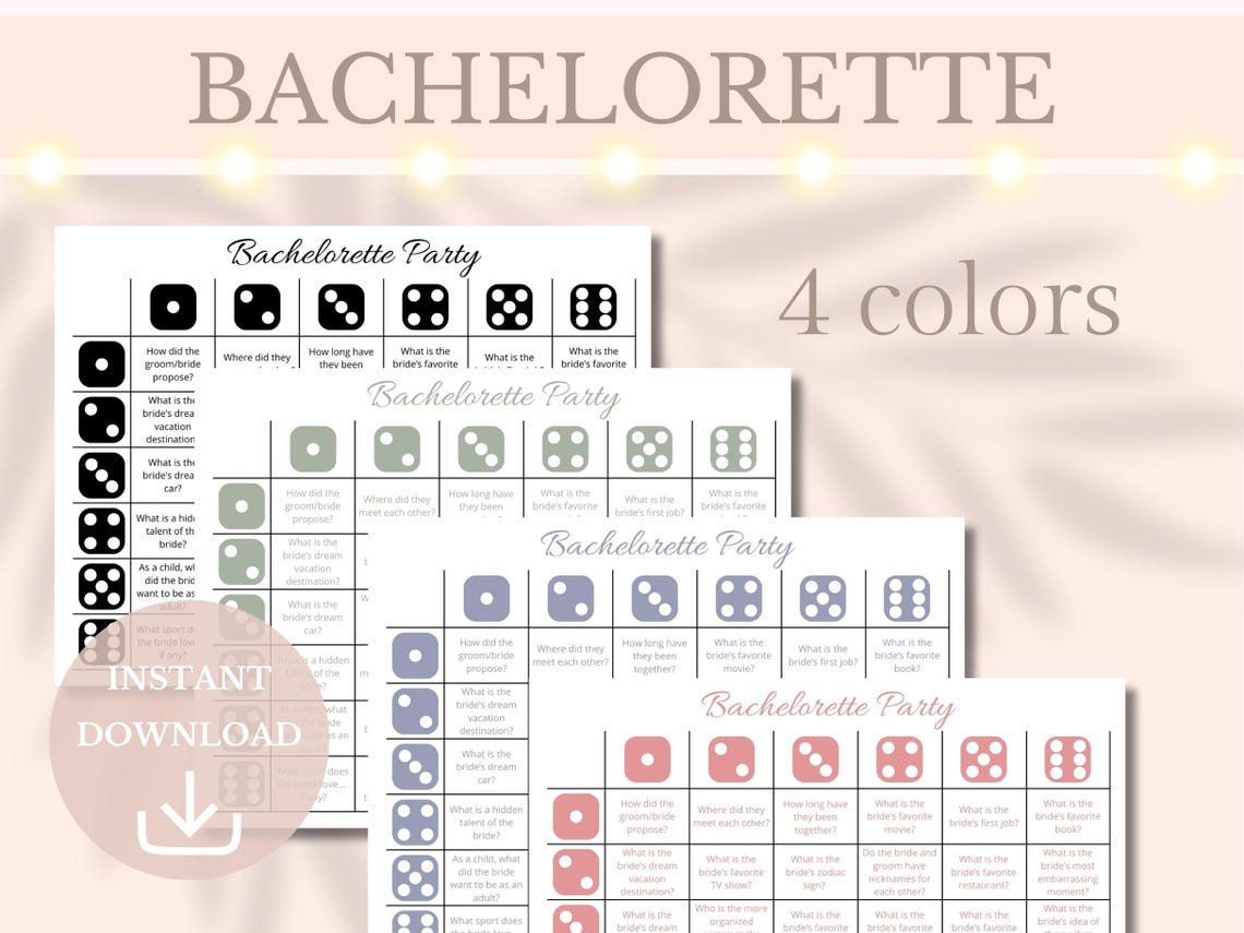Bachelorette Party Game Printable Bridal Shower Game Dice Conversation ...