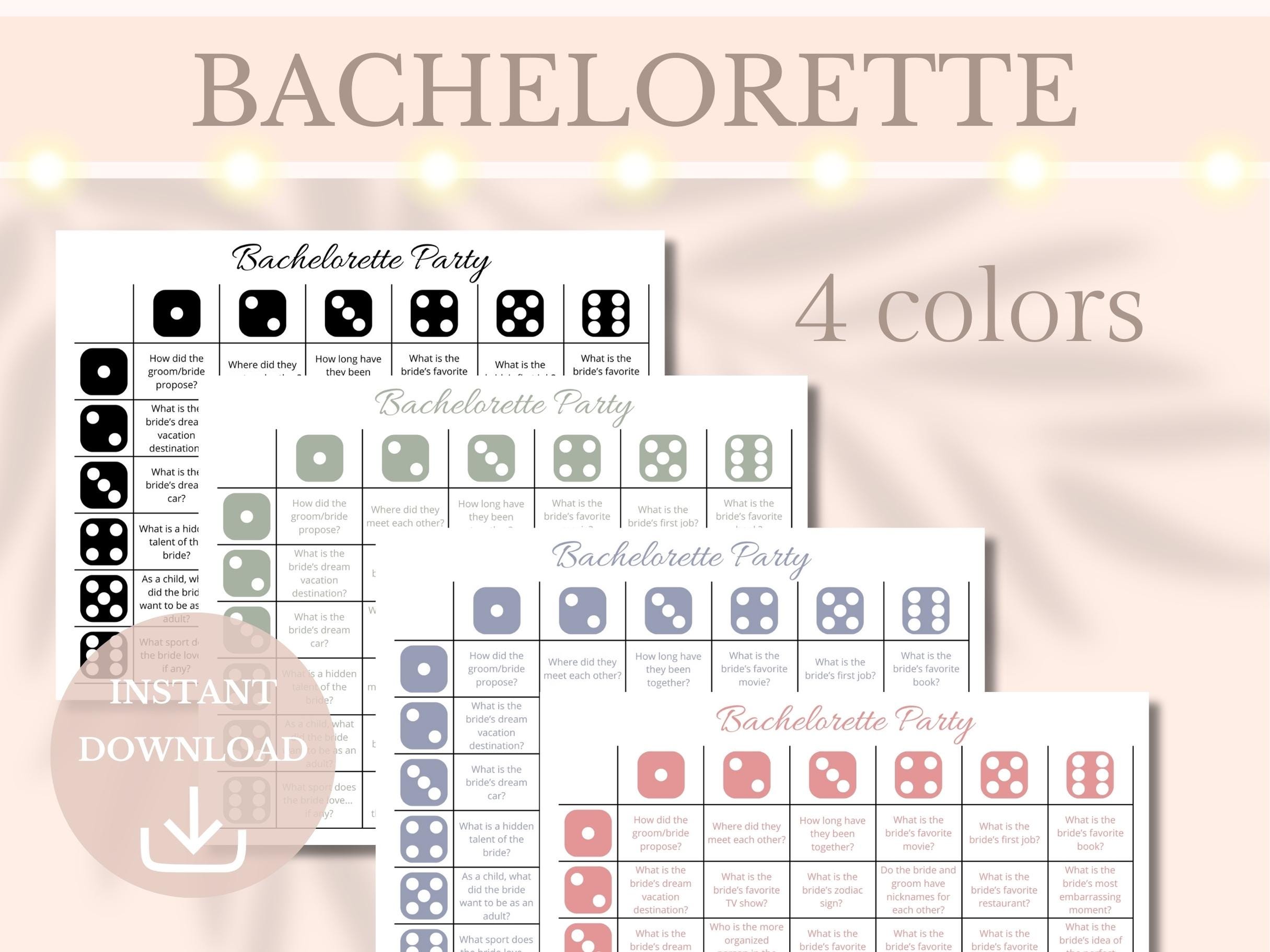 Bachelorette Party Game Printable Bridal Shower Game Dice Conversation ...