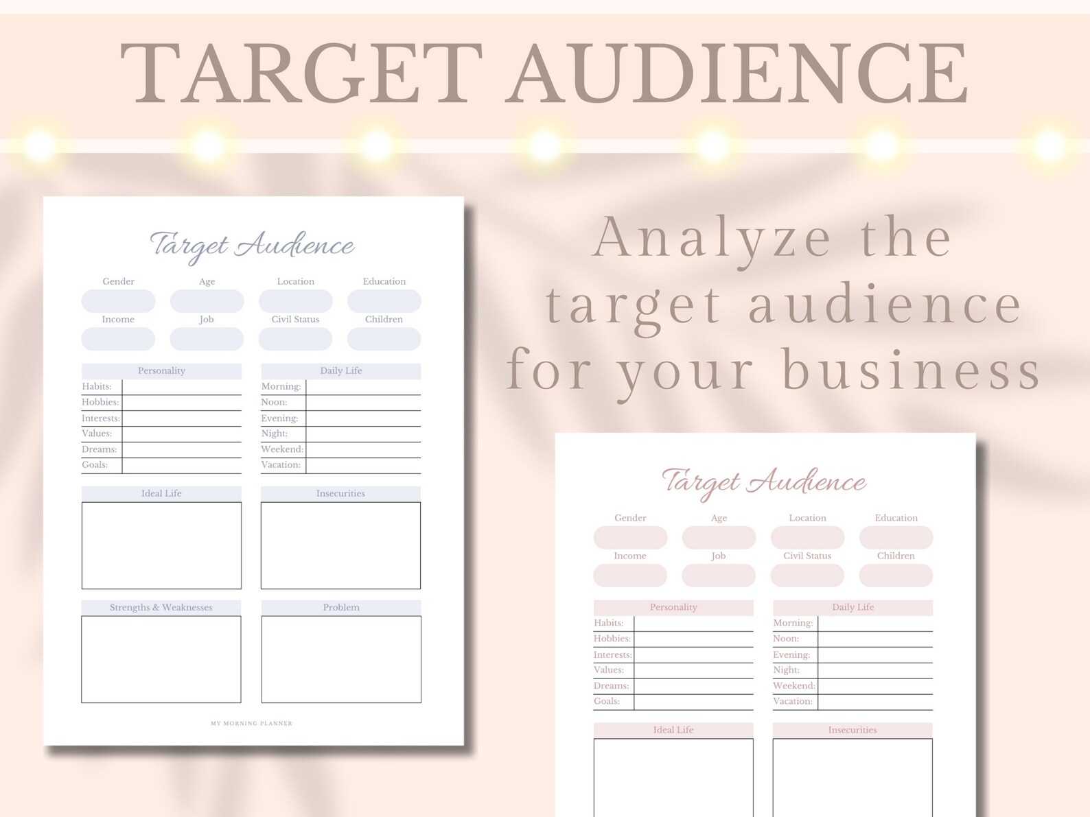 Target Audience Printable Template Target Customer Small Business ...