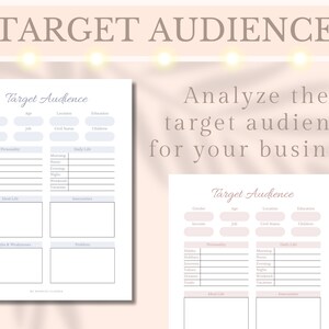 Target Audience Printable Template Target Customer Small Business ...