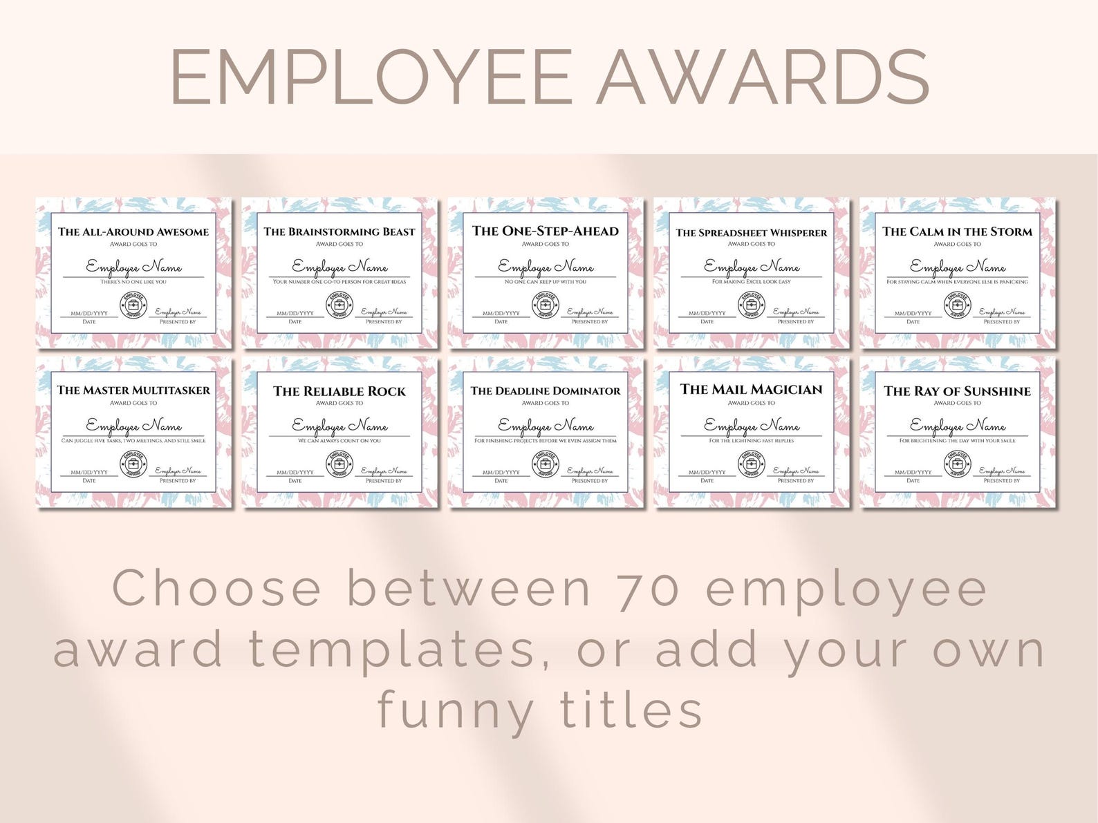 Funny Employee Award Certificate Template Printable EDITABLE Fun ...