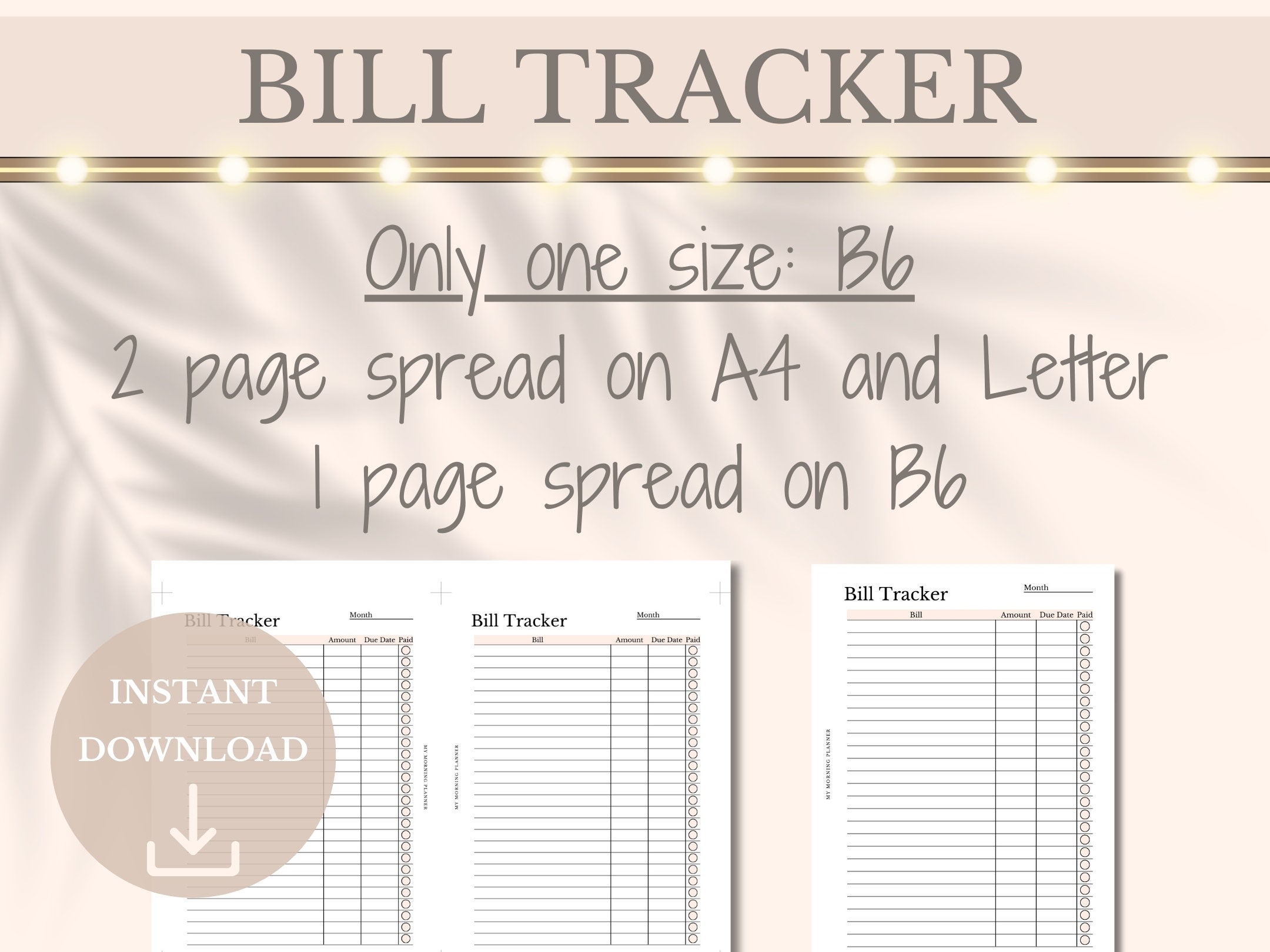 Bill Tracker B6 Printable Planner, 5,3x7 2 Page Spread Finance Payment Budget Worksheet B6 Ring ...