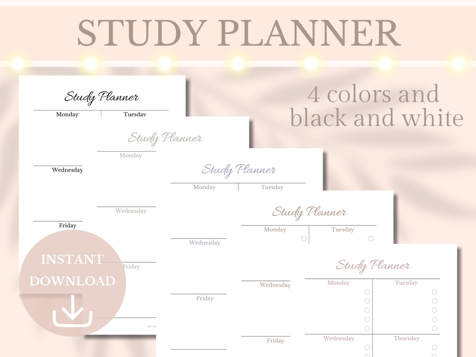 Study Planner Printable Homework Tracker Minimalist to Do List College ...