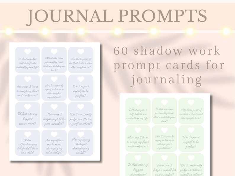 60 Shadow Work Journal Prompt Cards Printable Journaling Prompts ...