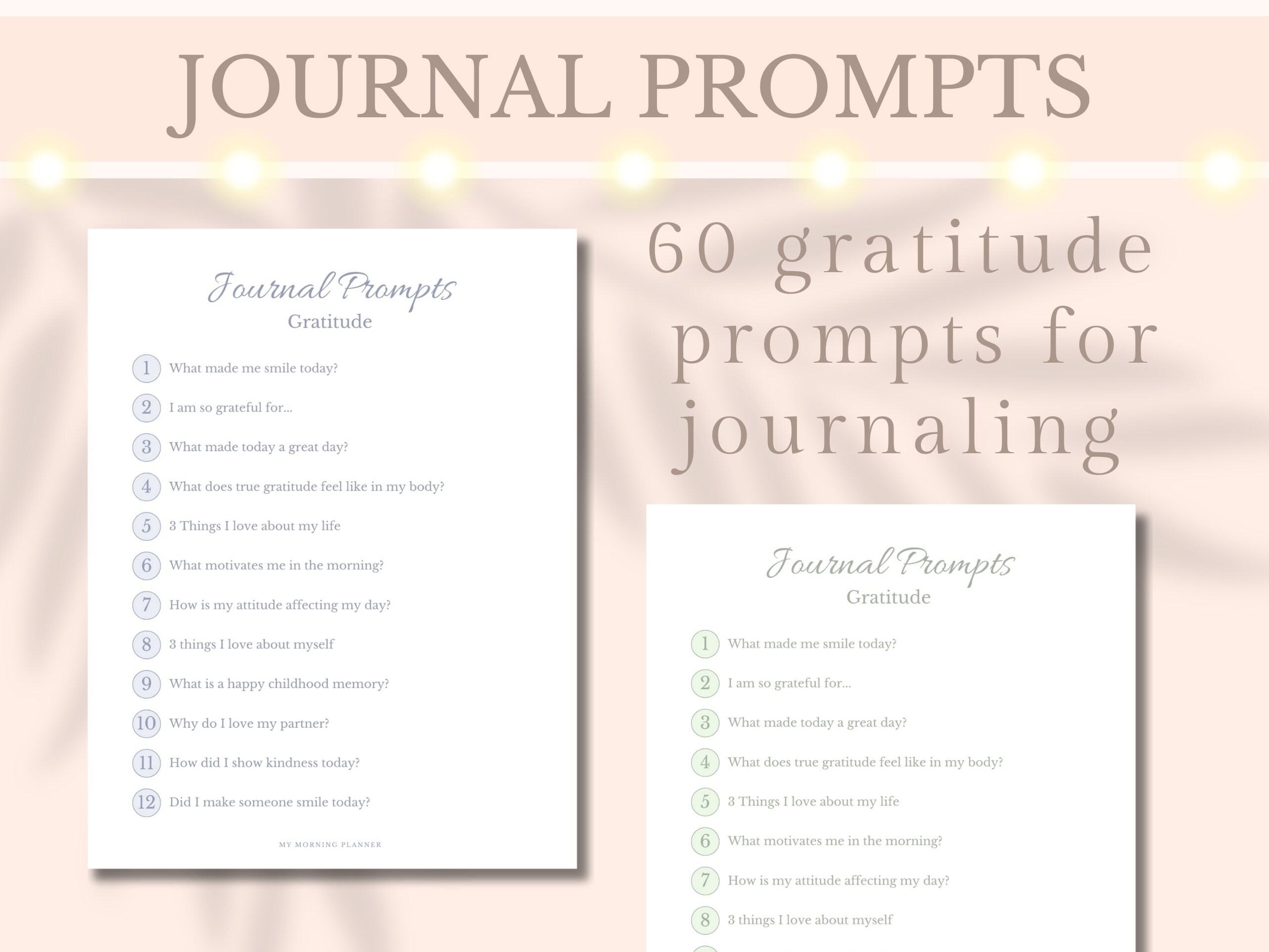 60 Journal Prompts Printable Gratitude Journaling Prompts Reflection ...