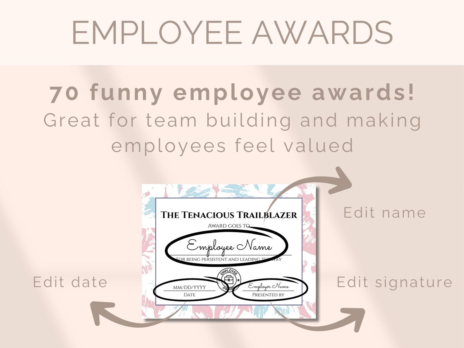Funny Employee Award Certificate Template Printable EDITABLE Fun ...