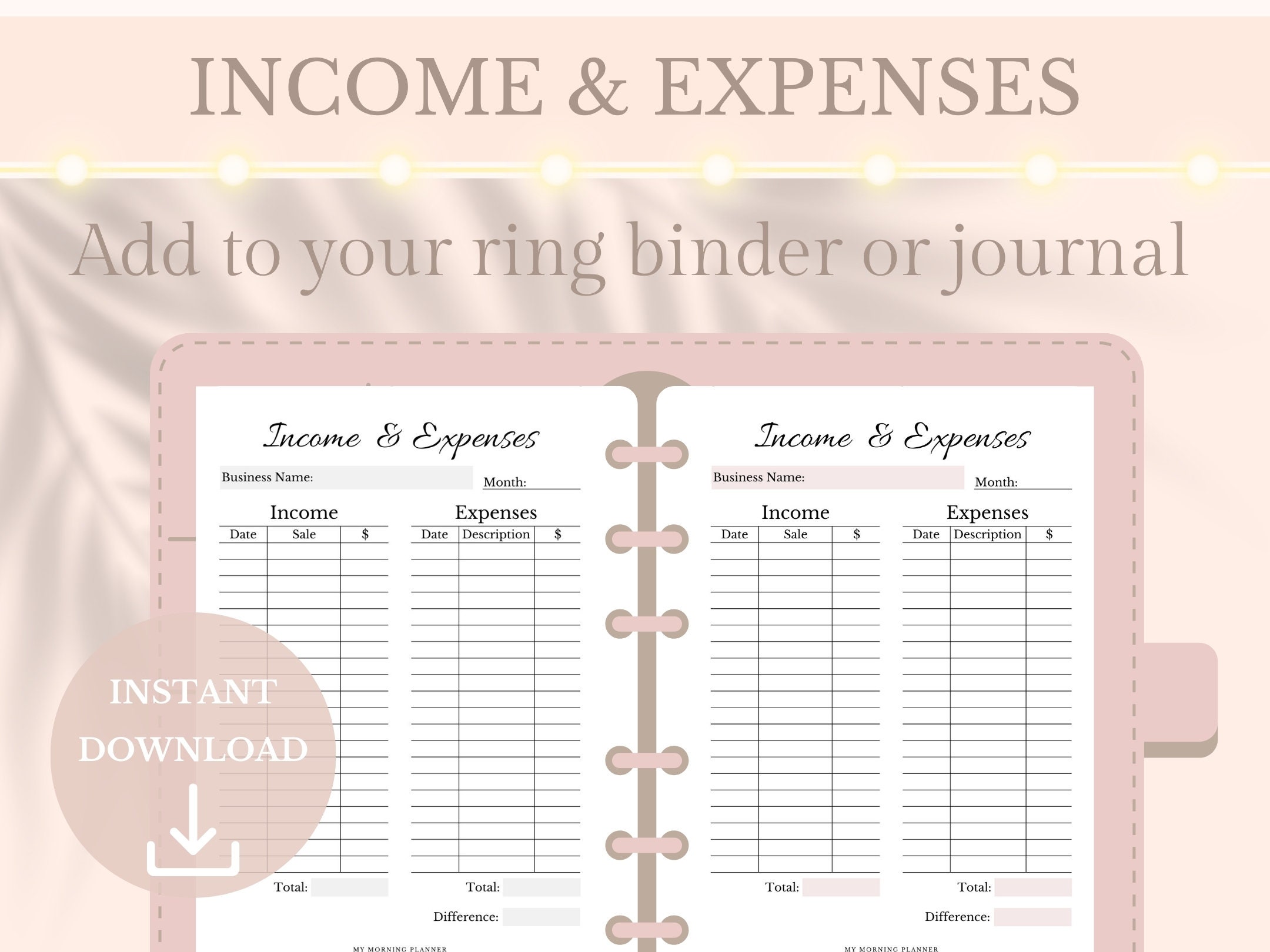 Income & Expense Tracker for Small Business Printable Planner ...