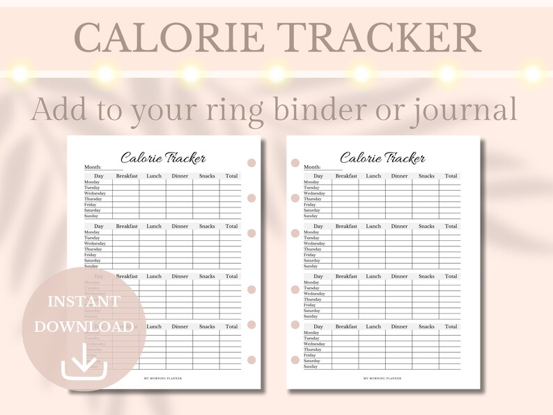 Calorie Tracker Printable Diet Tracker Meal Planner Food Journal Weight ...