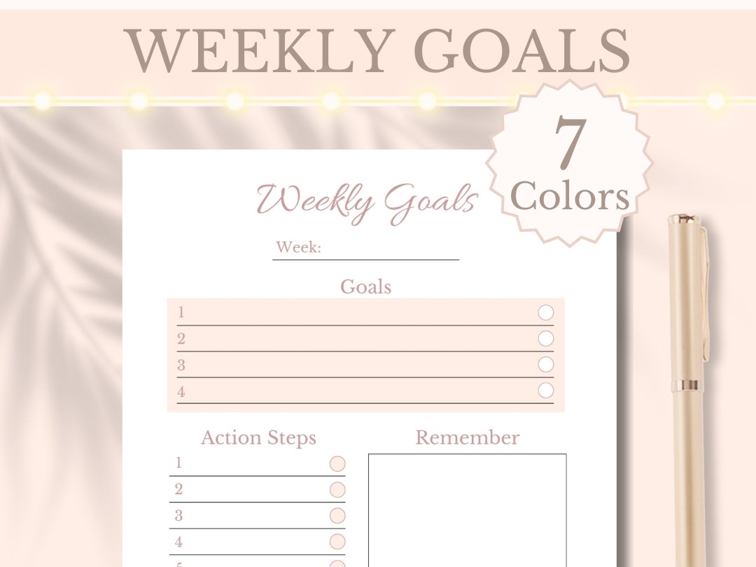 Weekly Goal Setting Printable Planner, to Do List Productivity Tracker ...