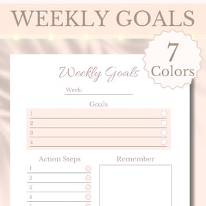 Weekly Goal Setting Printable Planner, to Do List Productivity Tracker ...