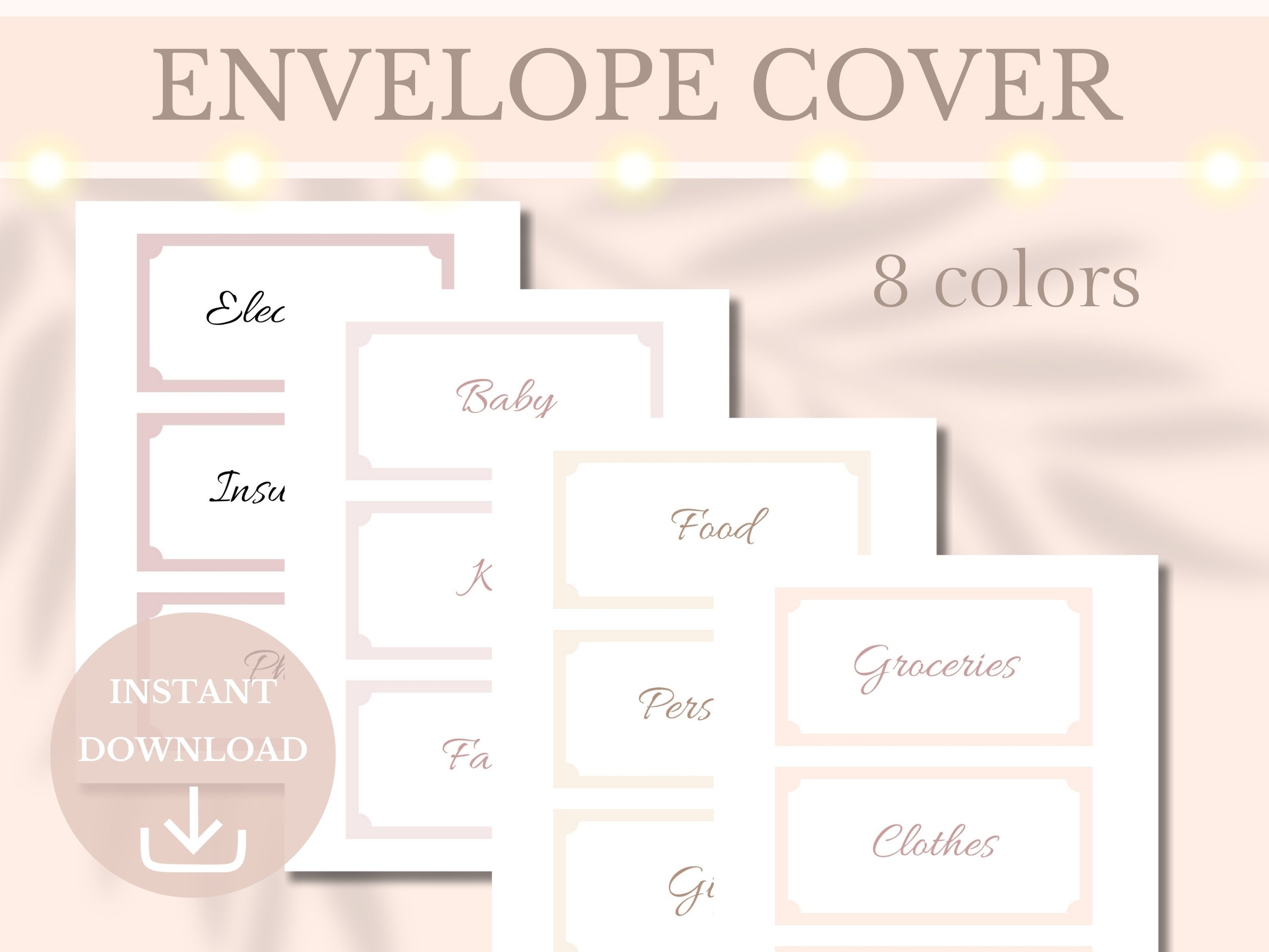 60 Cash Envelope Cover Inserts Printable Dashboards for A6 Envelopes ...