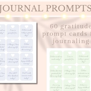 60 Gratitude Journal Prompt Cards Printable Journaling Prompts ...
