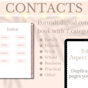 Digital Contact List Address Book, Simple Minimalist Contact Directory ...