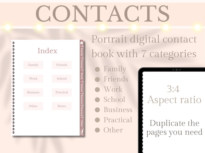 Digital Contact List Address Book, Simple Minimalist Contact Directory ...