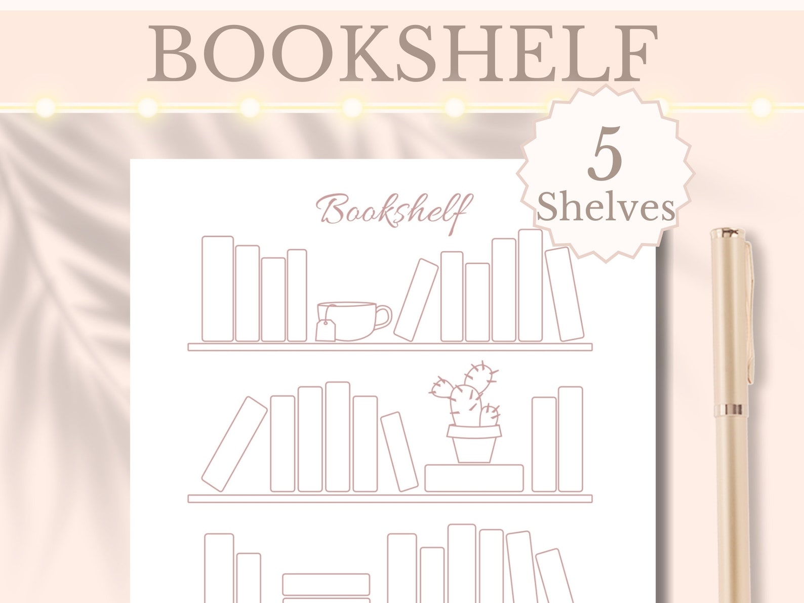 Bookshelf Reading Tracker Printable Planner, 5 Colorful Bookshelf ...