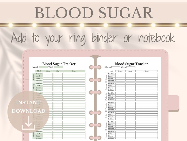 Blood Sugar Tracker Printable Download, Glucose Journal, Weekly ...