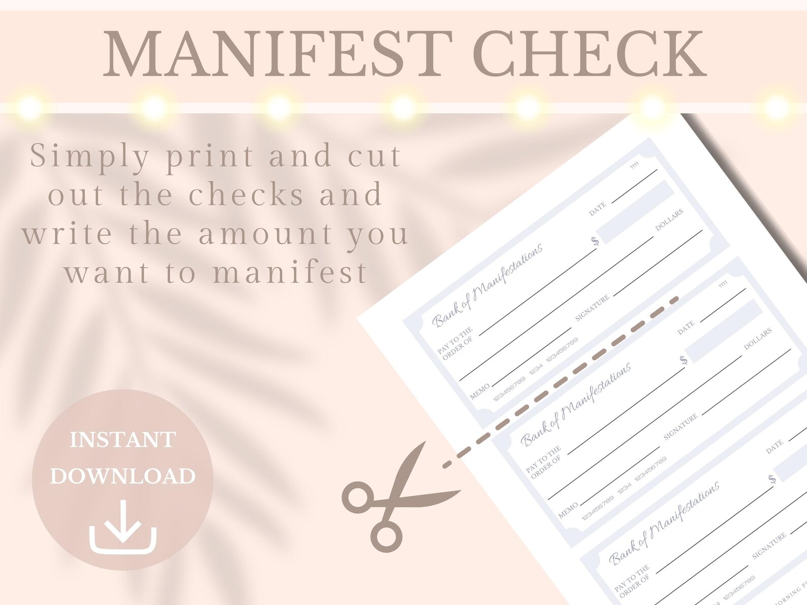 Manifestation Check Printable Law of Attraction Money Check Vision ...