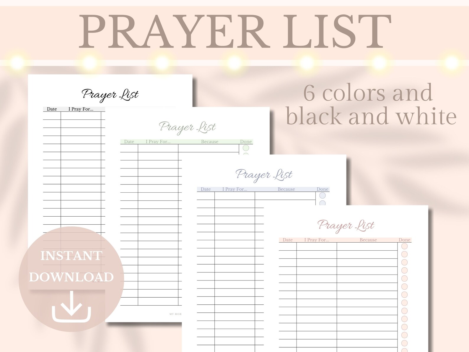 Prayer List Printable Prayer Tracker Christian Journal Planner Insert ...