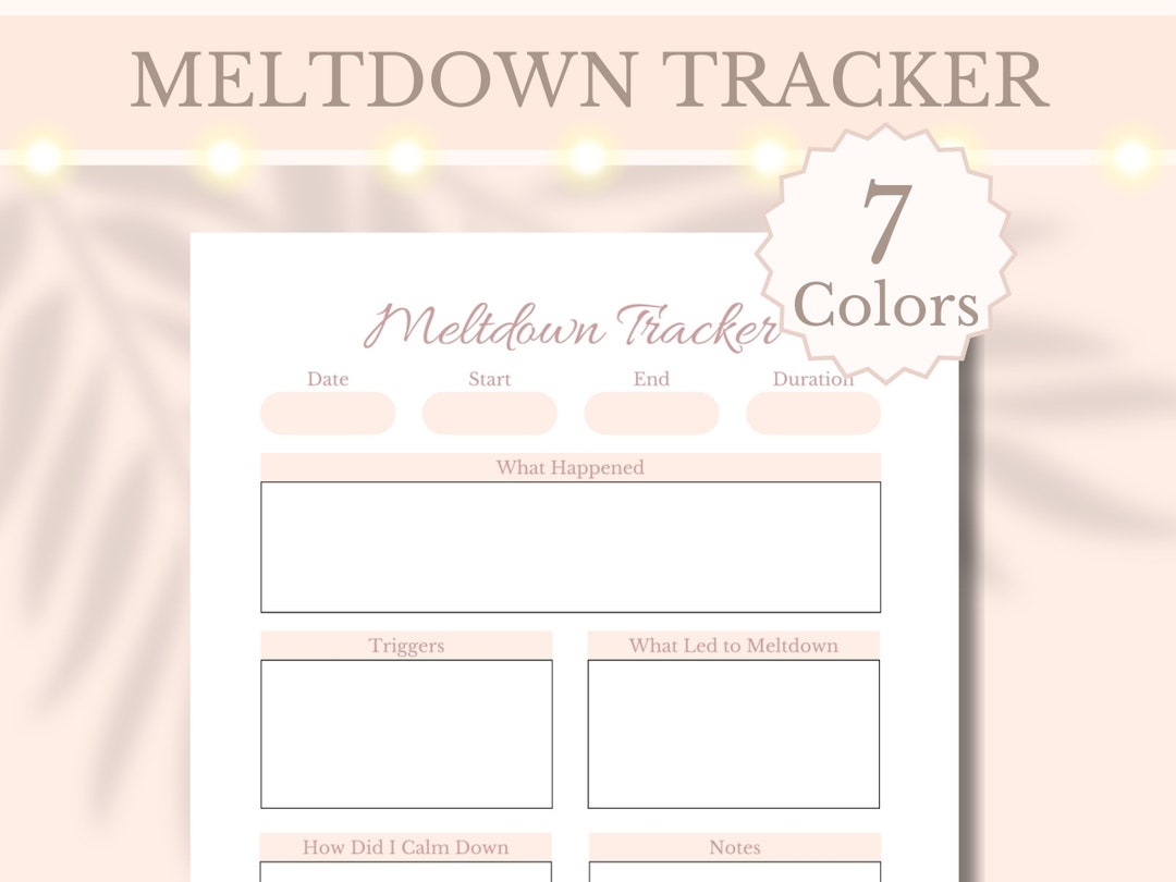 Autism Meltdown Tracker Printable Planner Special Needs Autistic Child ...