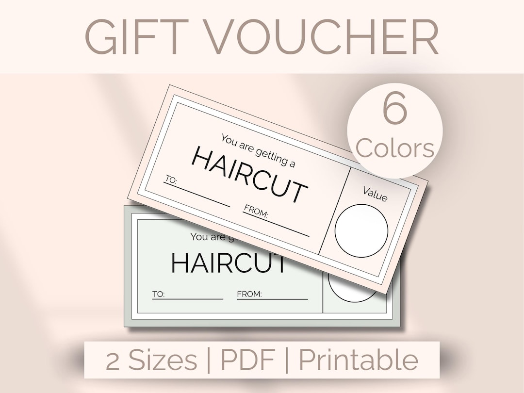 Haircut Voucher Printable Hair Salon Coupon Haircut Gift Certificate ...