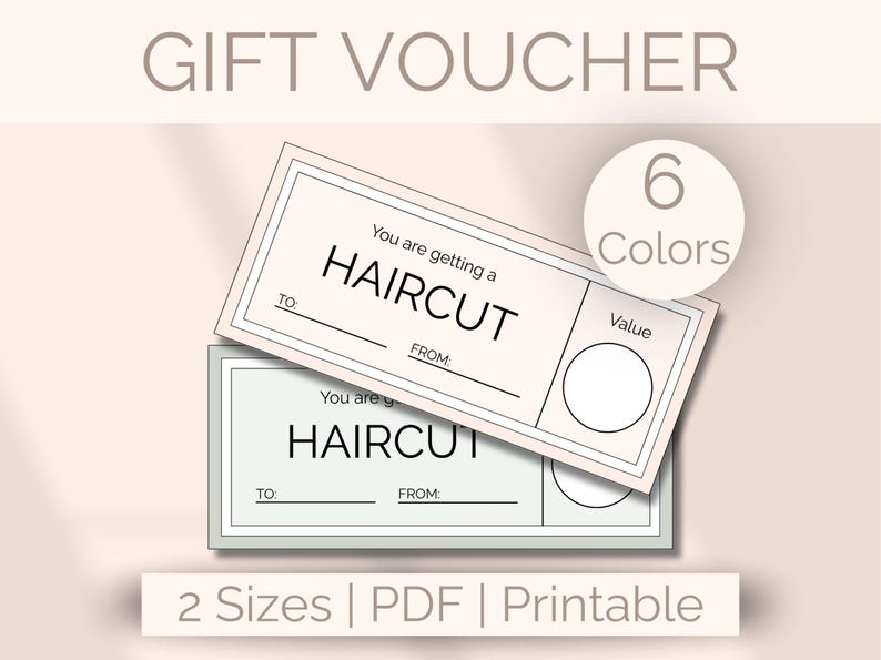 Haircut Voucher Printable Hair Salon Coupon Haircut Gift Certificate ...