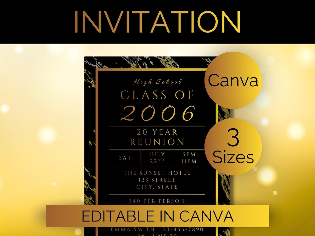EDITABLE High School Reunion Invitation Template College Reunion ...