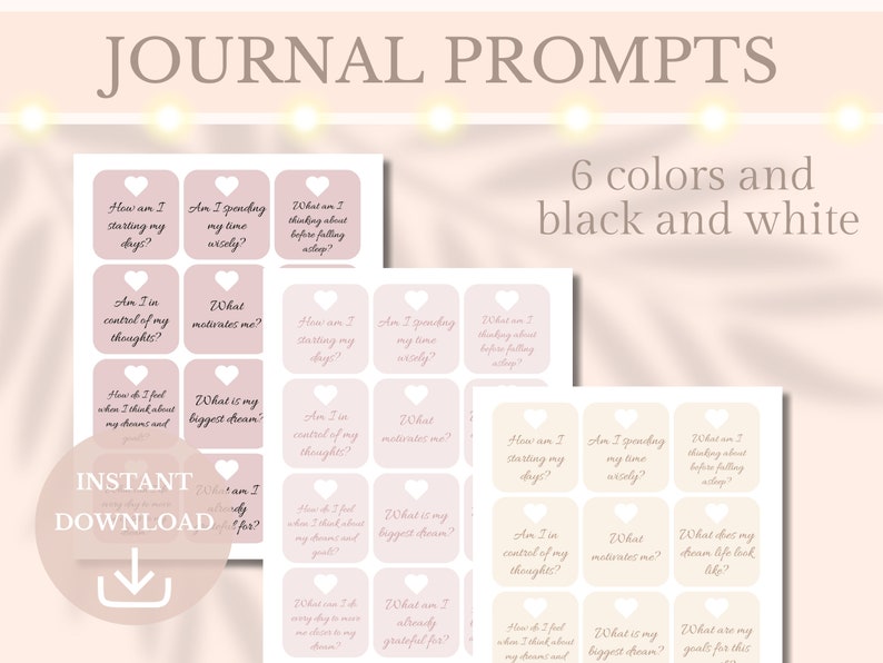 60 Journal Prompt Cards Printable Manifestation Tool Journaling Prompts ...