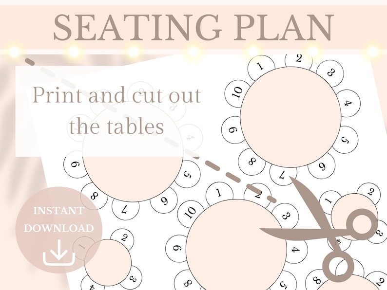 Wedding DIY Table Seating Planner PRINTABLE Paper Cutouts Event ...