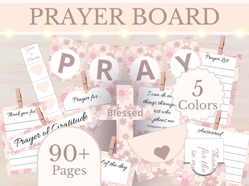 Prayer Board Kit Printable Flower Bulletin Board Kit Christian Prayer ...