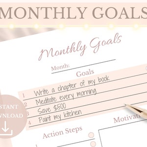 Monthly Goal Setting Printable Planner, Pink Productivity to Do List ...