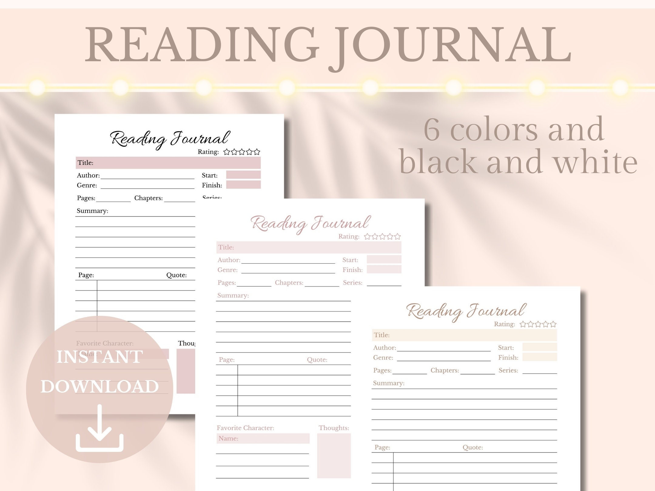 Reading Journal Printable Book Review Planner Reading Tracker, Book ...