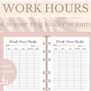 Work Hours Tracker Printable Log Monthly Employee Overtime Salary ...