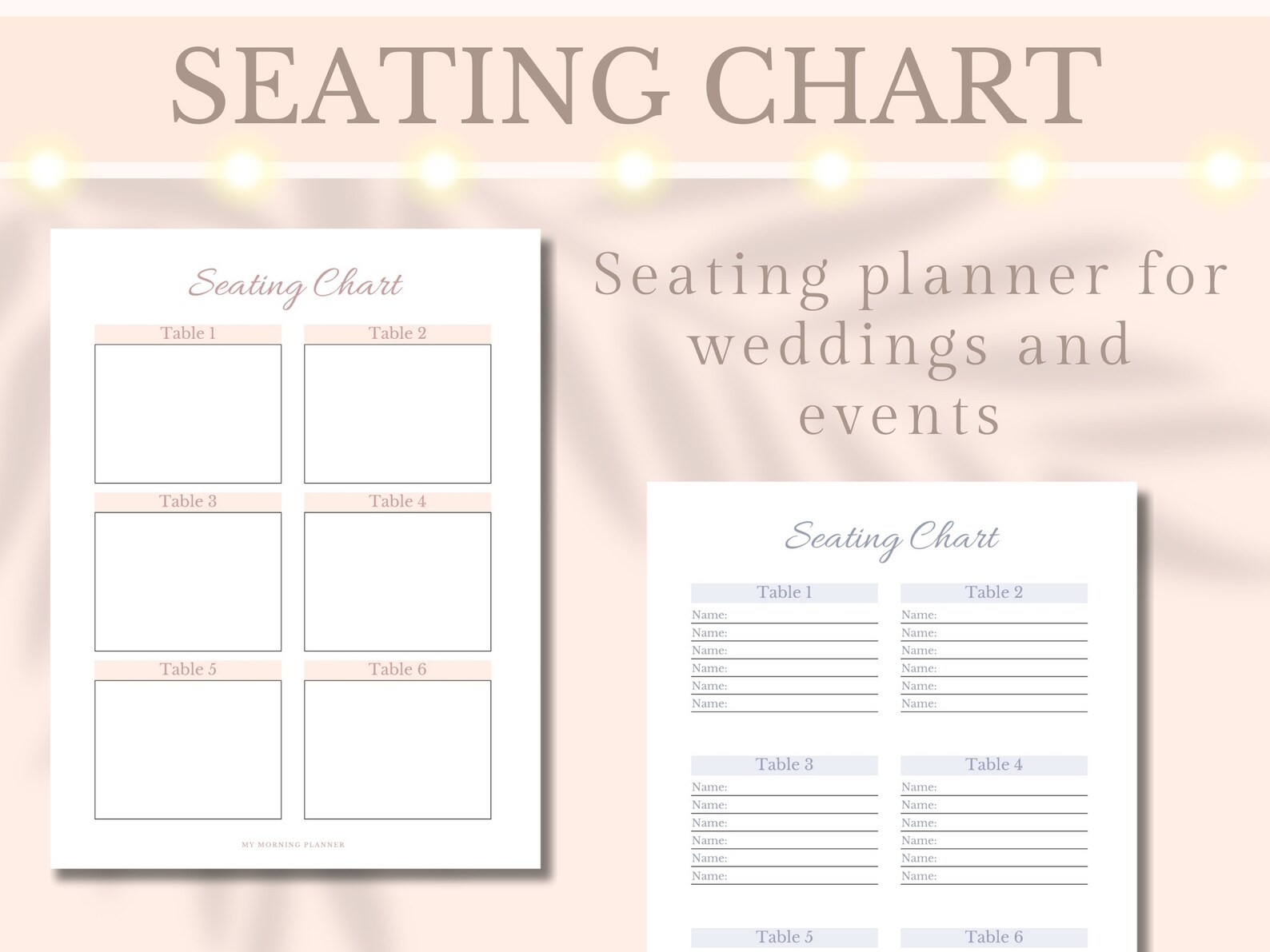 Seating Chart Printable Wedding Table Planner, Pink Event Arrangement ...