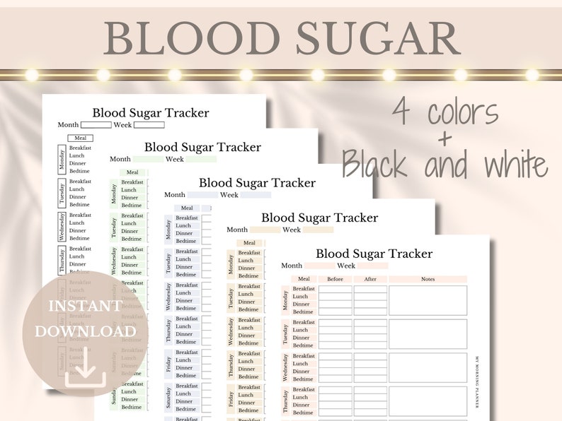 Blood Sugar Tracker B6 Printable Ring Binder Insert, Weekly Diabetes ...