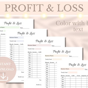 Yearly Profit and Loss Income Statement for Small Business PRINTABLE ...