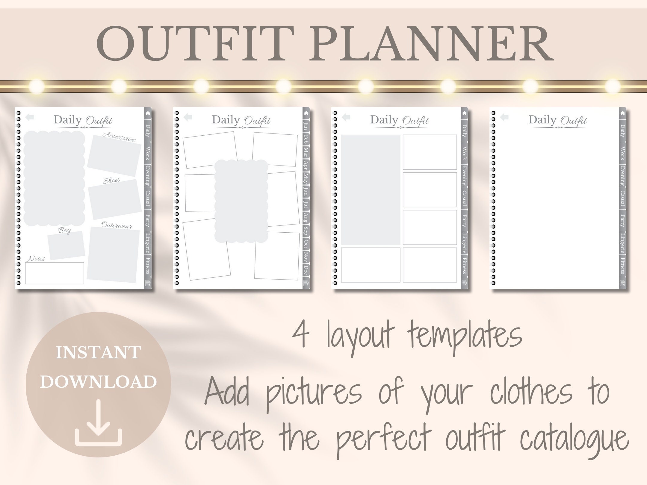 Digital Outfit Planner Minimalist Capsule Wardrobe Organizer Outfit ...