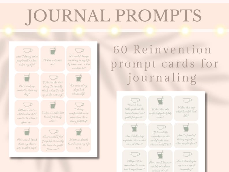 60 Journal Prompt Cards Printable Reinvent Journaling Manifestation ...