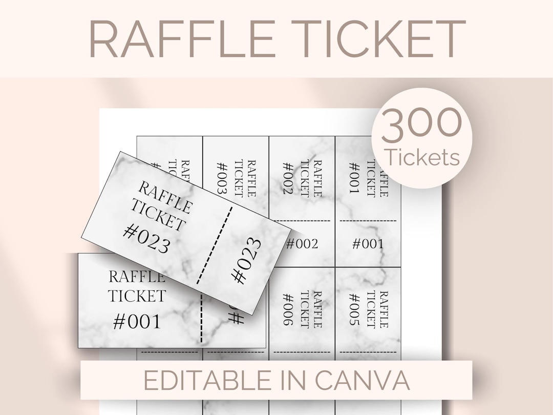 EDITABLE 300 Numbered Raffle Ticket Printable Enter to Win Ticket ...