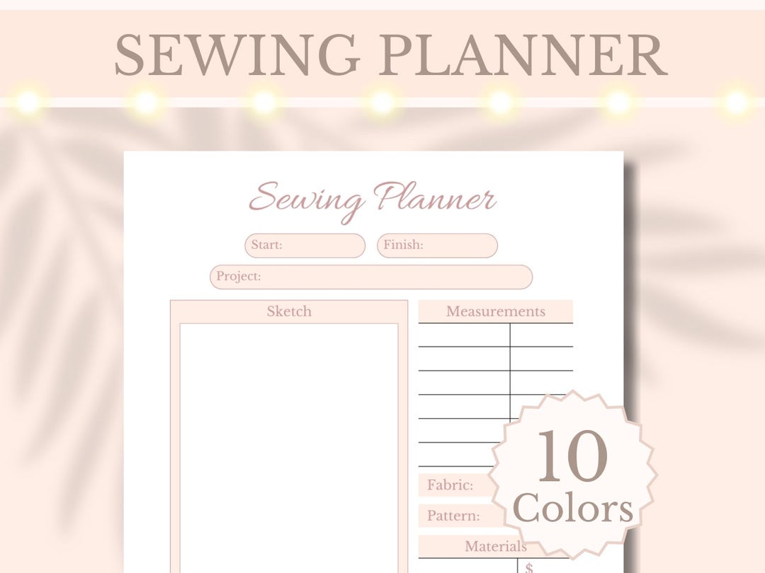 Sewing Planner Printable Sewing Project Tracker Body Measurement Chart ...