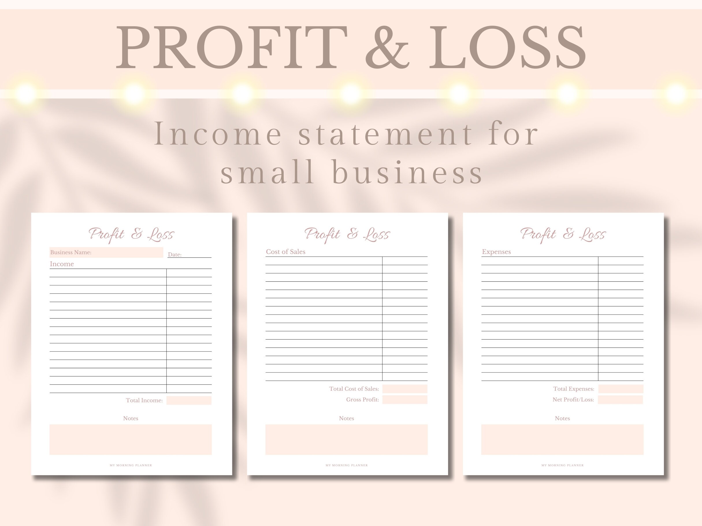 Profit and Loss Statement for Small Business PRINTABLE Financial ...