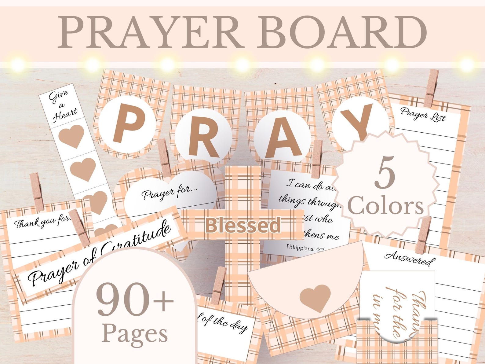 Fall Prayer Board Kit Printable Bulletin Board Kit Tartan Pattern ...