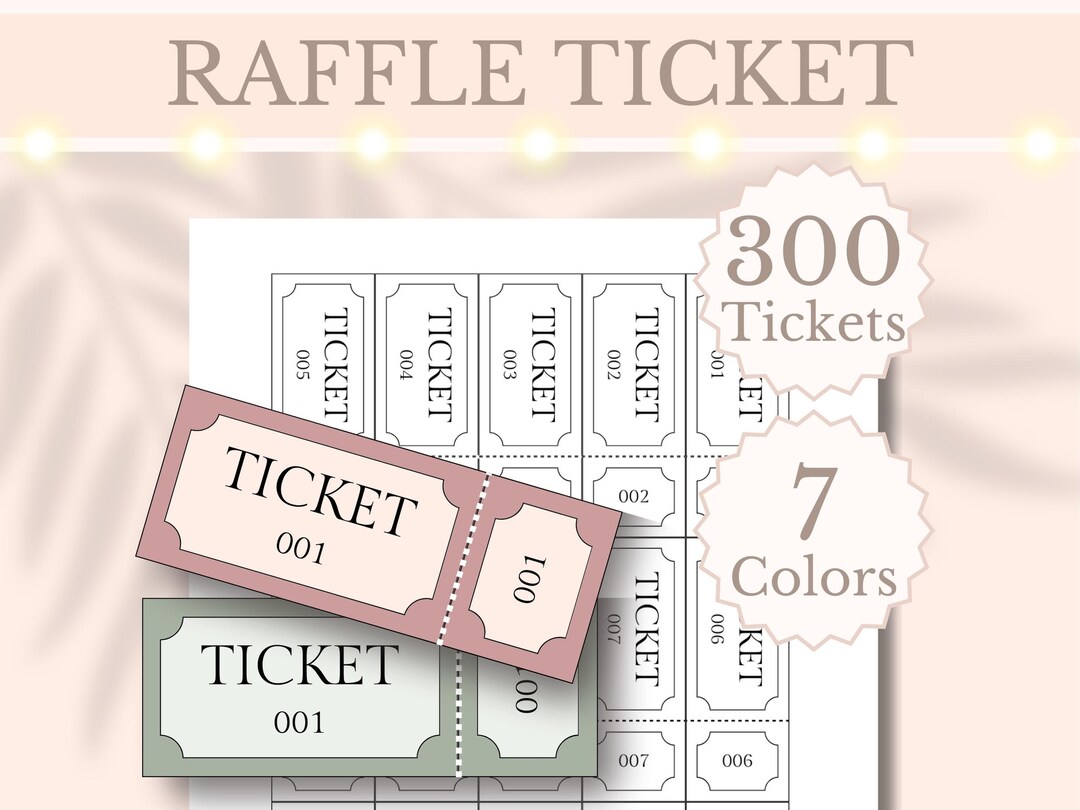 300 Numbered Raffle Ticket Printable Enter to Win Ticket Tombola Draw ...