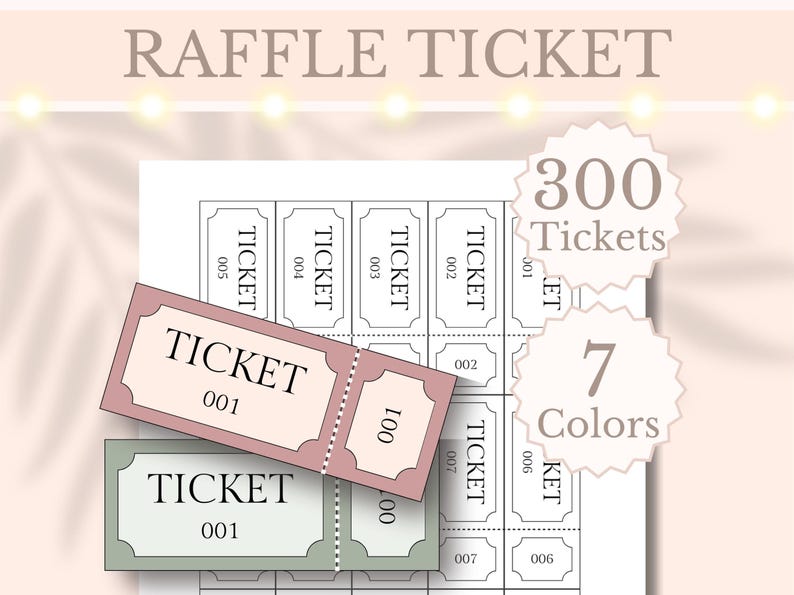 300 Numbered Raffle Ticket Printable Enter to Win Ticket Tombola Draw ...