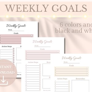 Weekly Goal Setting Printable Planner, to Do List Productivity Tracker ...