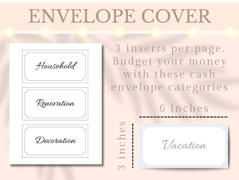 60 Cash Envelope Cover Inserts Printable Dashboards for A6 Envelopes ...
