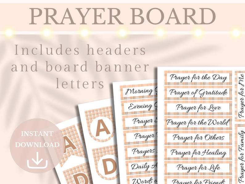 Fall Prayer Board Kit Printable Bulletin Board Kit Tartan Pattern ...